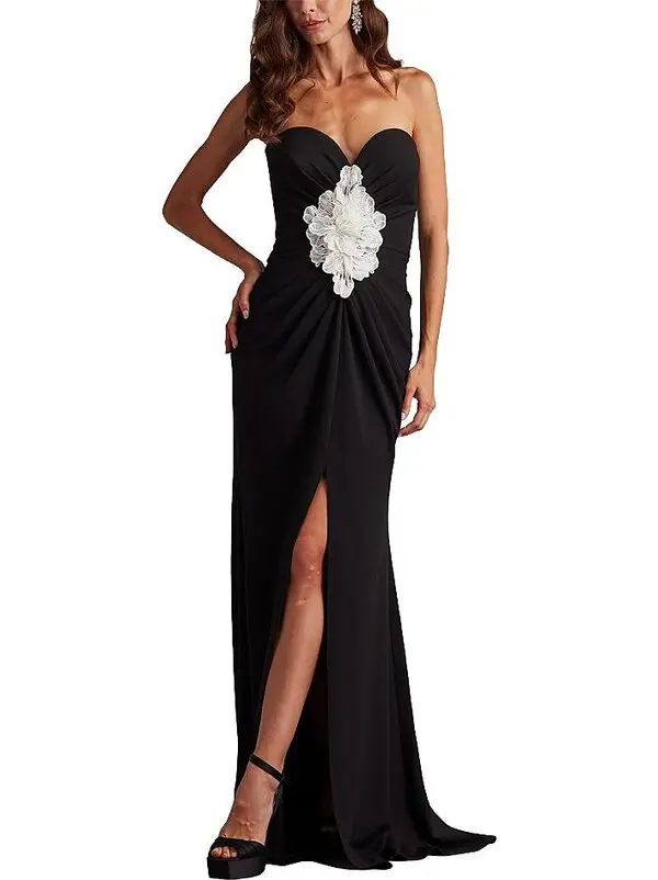Tadashi Shoji Sirota Center-front Ruffle Gown - Black
