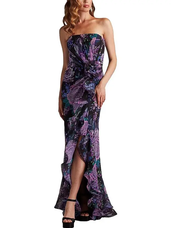 Tadashi Shoji Morwenna Floral Print Gown - Black