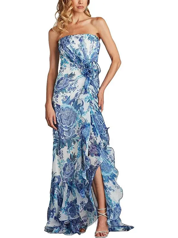Tadashi Shoji Morwenna Floral Print Gown - White