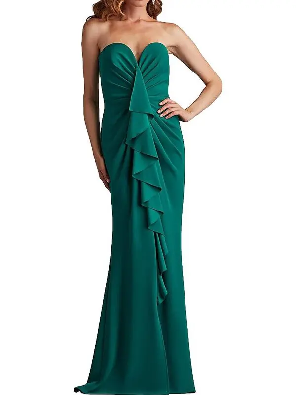 Tadashi Shoji Mallam Waterfall Drape Gown - Green
