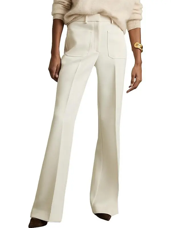 REISS Priya Flared Pants - Cream