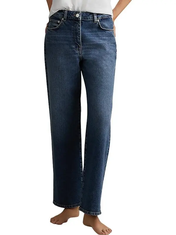 REISS Petites Selin Mid-rise Straight Jeans - Mid Blue