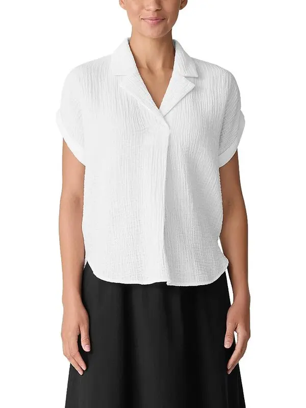 Eileen Fisher Notch Collar Top - White