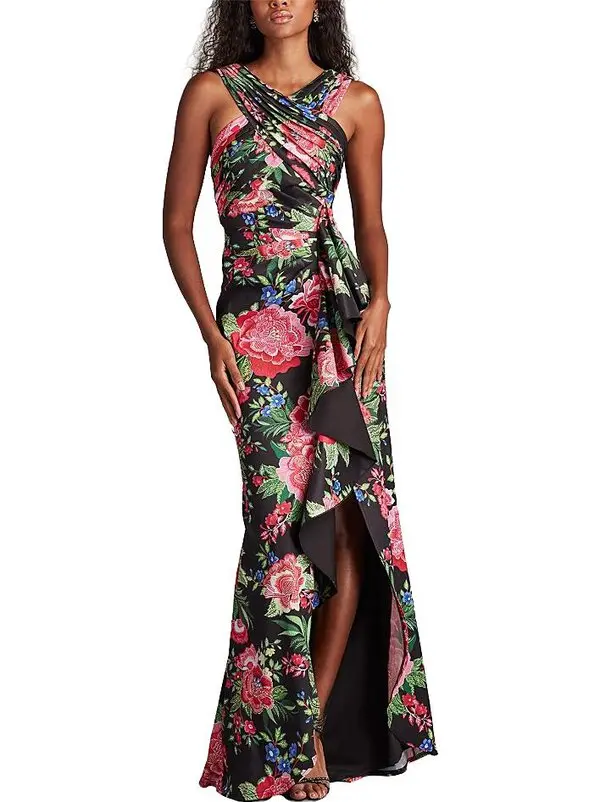 Tadashi Shoji Elarra Floral Gown - Black
