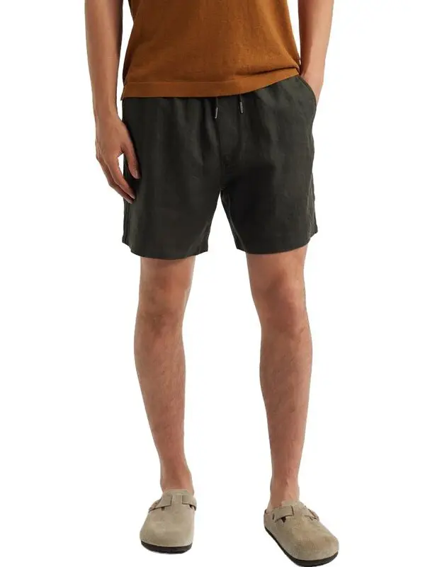 Nn07 1454 Gregor Linen Drawstring Shorts - Dark Army