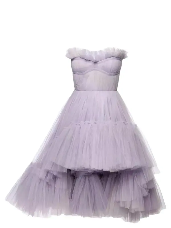 ANA RADU Strapless Ruffled High-low Dress - Purple