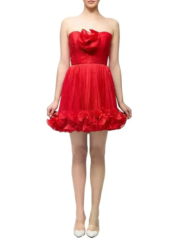 ANA RADU Floral-appliqué Mini Dress - Red