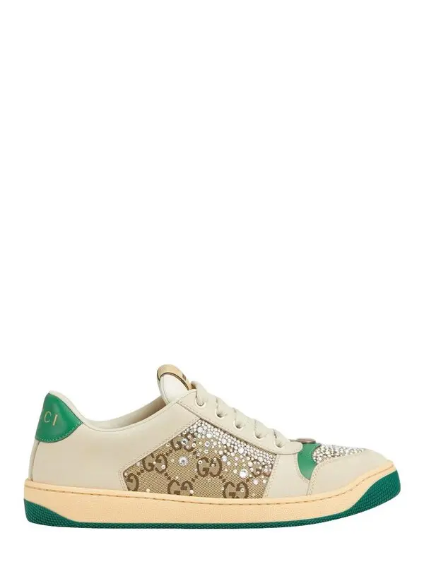 Gucci Screener Sneakers With Crystals - Ivory