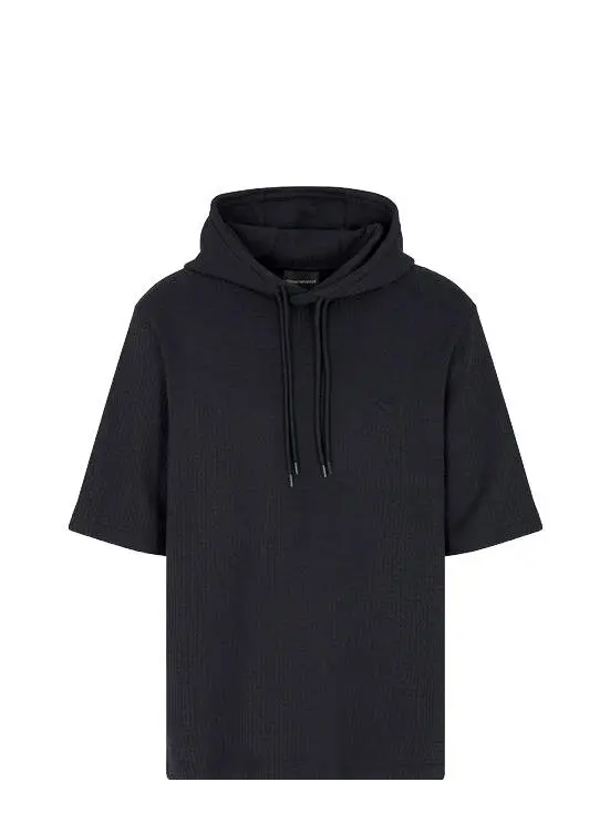Emporio Armani Lyocell-blend Jacquard Jersey Hooded Sweatshirt - Natural
