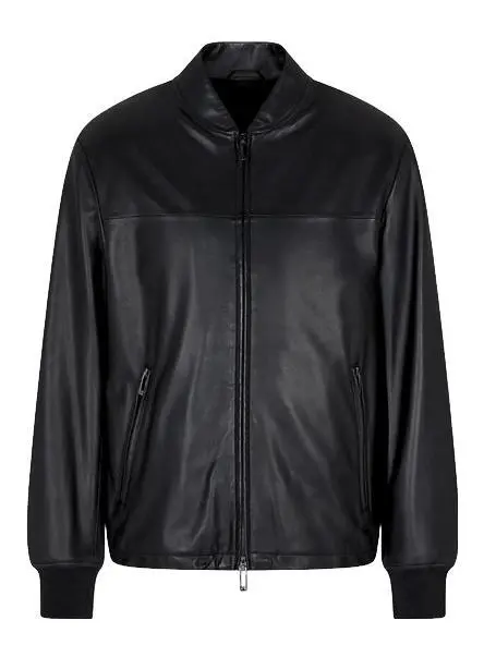 Emporio Armani Nappa Lambskin Blouson - Black