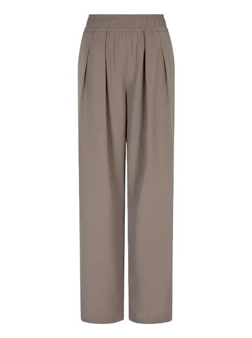 Emporio Armani Technical-cady Trousers With Elasticated Waistband - Brown