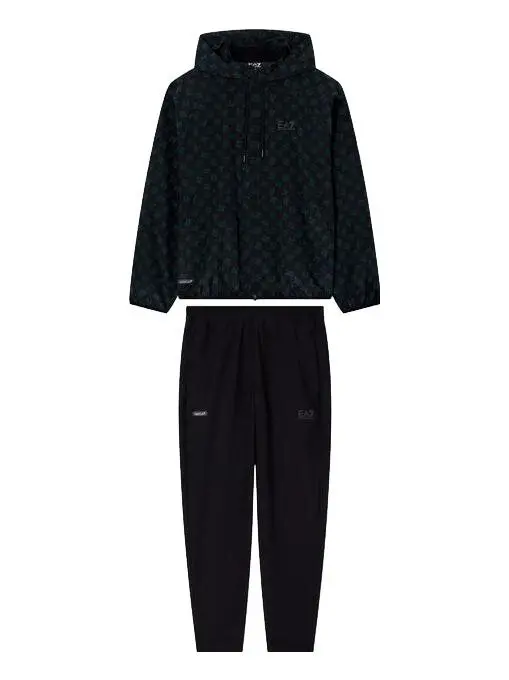 Emporio Armani Dynamic Athlete Printed Tracksuit In Ventus7 Technical Fabric - Black