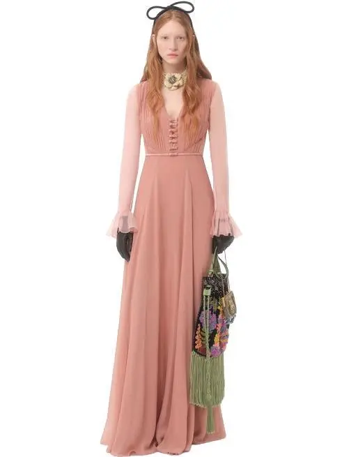 Valentino Garavani Light Georgette Long Dress - Pink
