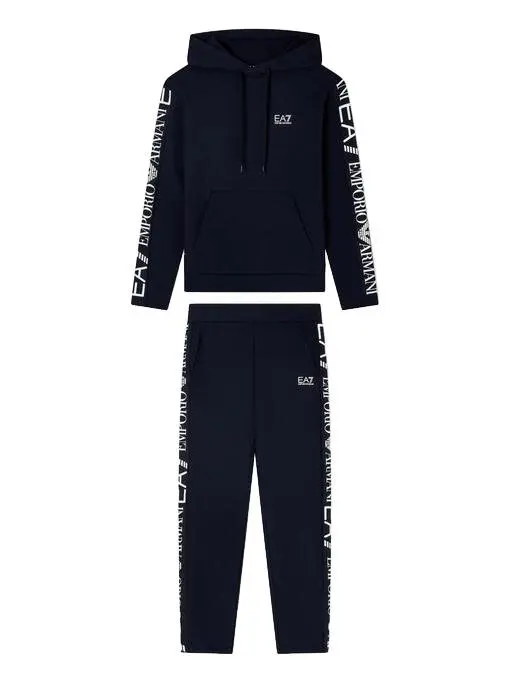 EA7 Stretch Cotton-jersey Tracksuit With Logo - Natural