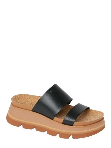 Reef Vista Luxe Siaa Platform Wedge Slide Sandal - Black/ Tan