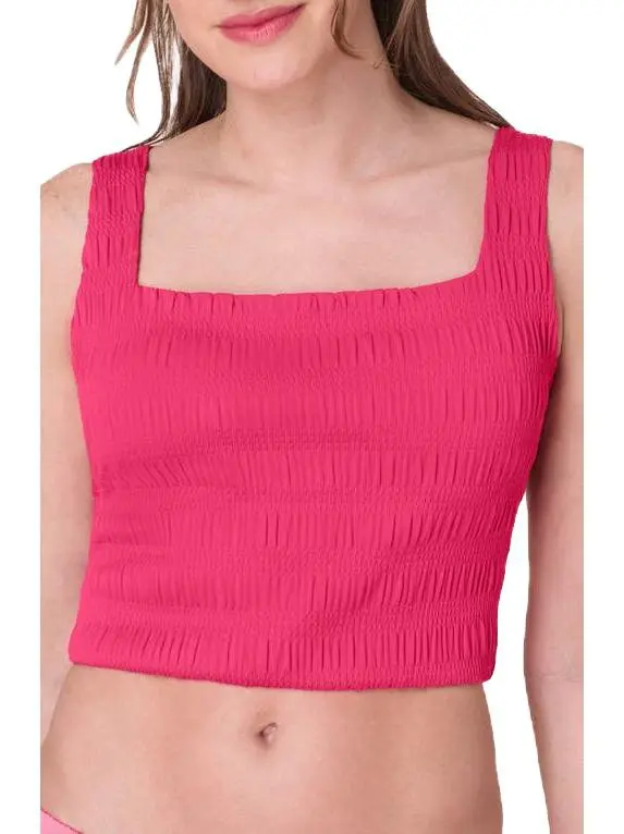 ANDIE Siren Smocked Tankini Top - Bright Begonia