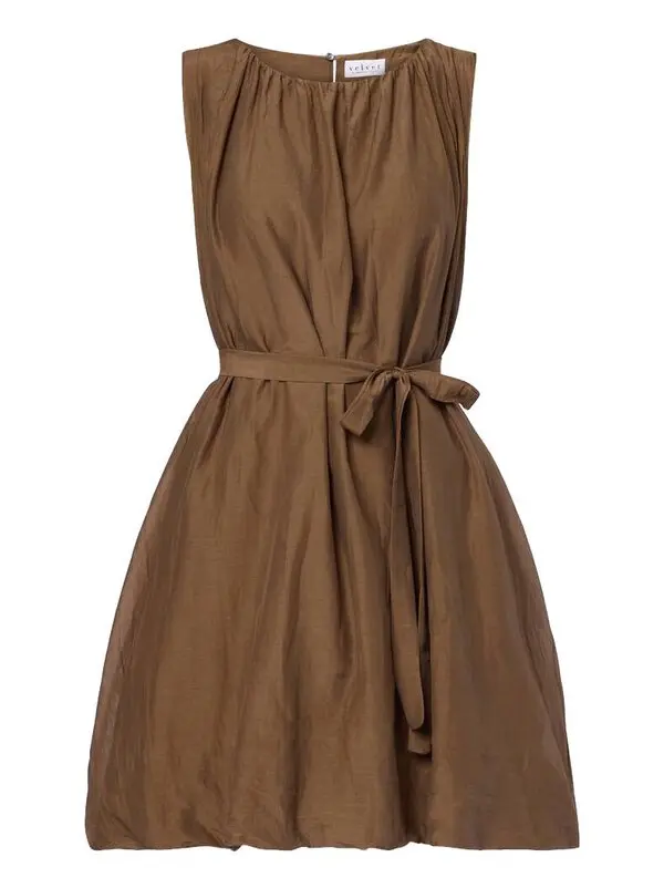 Velvet By Graham & Spencer Margot Cotton And Silk Voile Minidress - Brown
