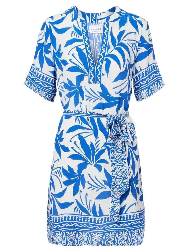 Velvet By Graham & Spencer Vanessa Printed Shirt Dress - Blue