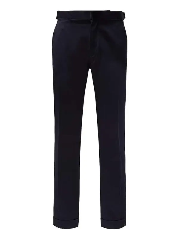 TOM FORD Shelton Cotton Satin Suit Pants - Blue