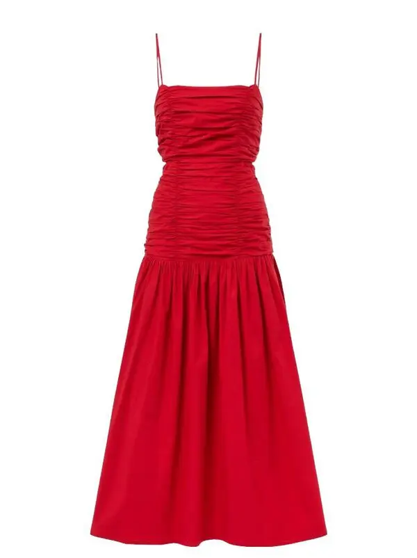Posse Raquel Ruched Maxi Dress - Red
