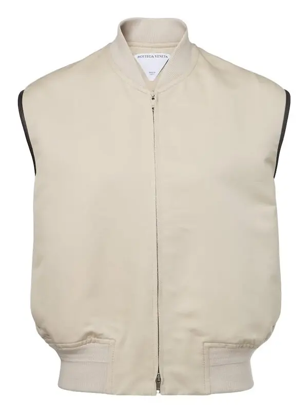 Bottega Veneta Leather-trimmed Cotton And Silk Vest - Beige