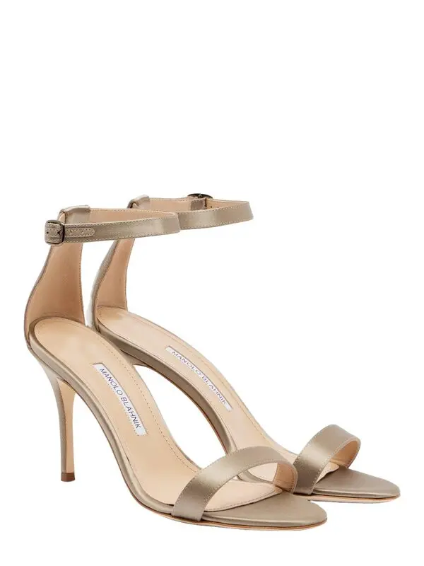 Manolo Blahnik Chaos Satin Sandals - Beige