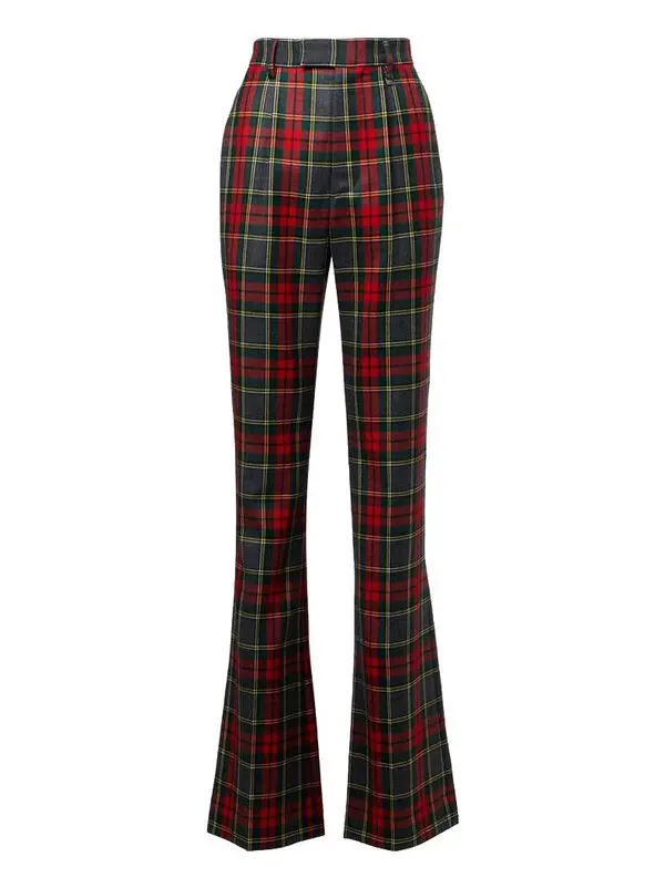 VIVIENNE WESTWOOD Ray Checked Virgin Wool Wide-leg Pants - Red