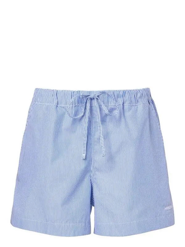 Hunza G Striped Cotton Poplin Shorts - Blue