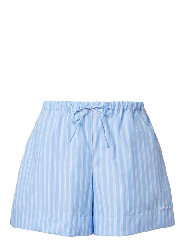 Hunza G Striped Cotton Poplin Shorts - Blue