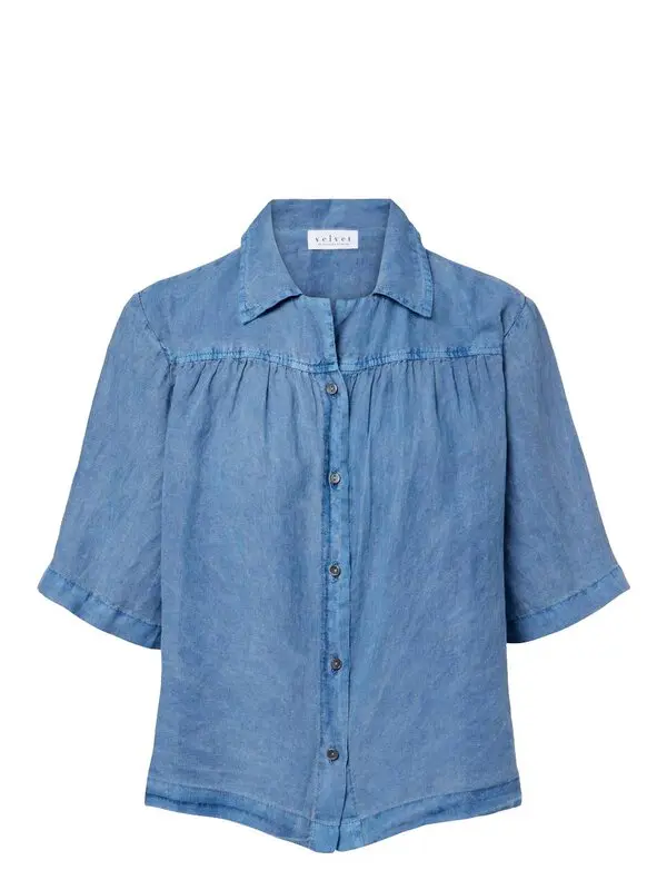 Velvet By Graham & Spencer Rowan Linen Shirt - Blue