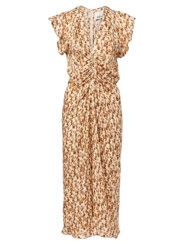 Isabel Marant Lyndsay Gathered Jacquard Midi Dress - Multicoloured
