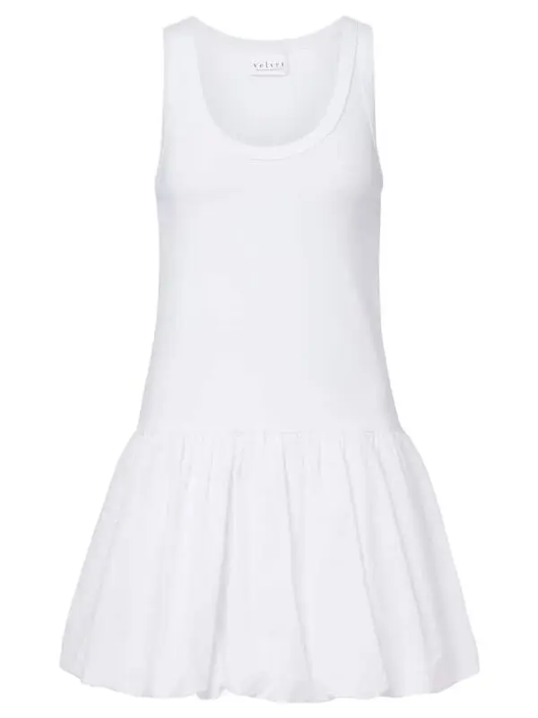 Velvet By Graham & Spencer Isla Cotton-blend Poplin Minidress - White