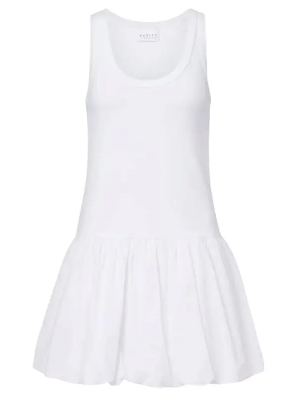 Velvet By Graham & Spencer Isla Cotton-blend Poplin Minidress - White