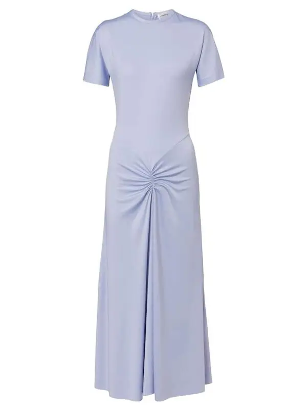 Victoria Beckham Gathered Jersey Midi Dress - Blue
