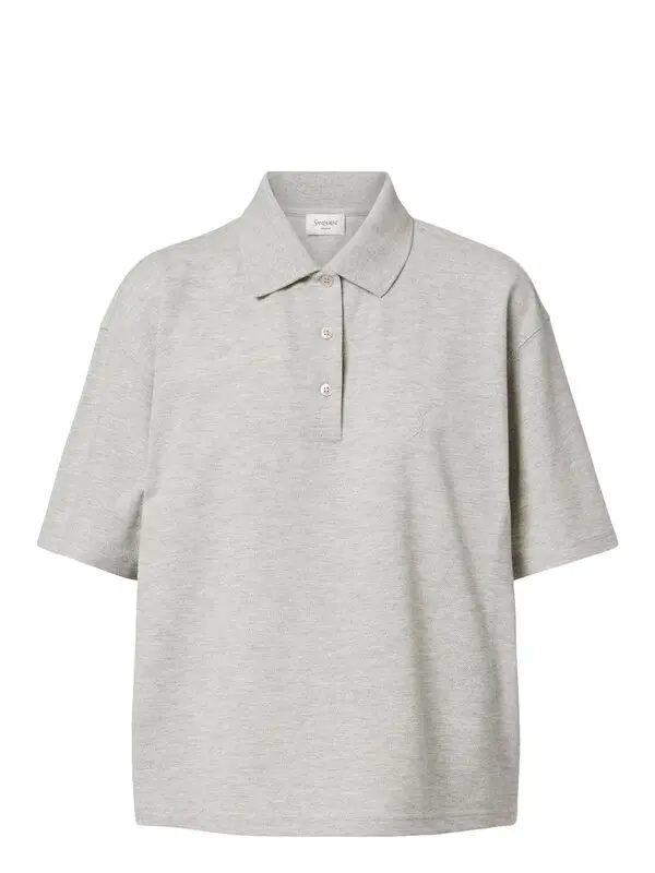 Saint Laurent Cassandre Cotton-blend Piqué Polo Shirt - Grey