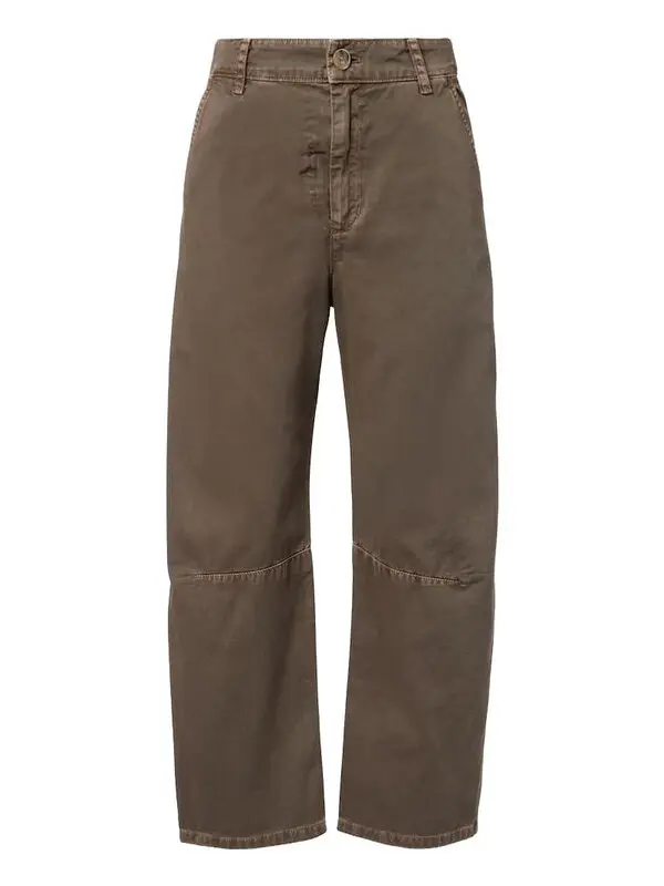 Velvet By Graham & Spencer Alexis Cotton Twill Barrel-leg Pants - Brown