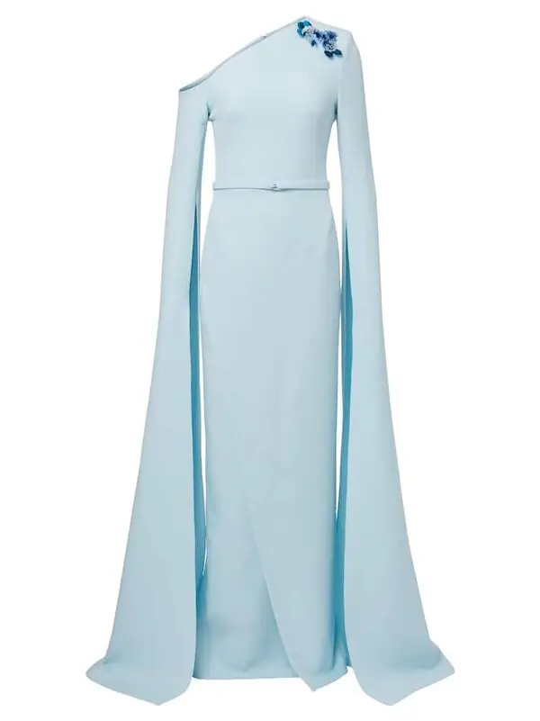 Safiyaa Rinna Embellished Crêpe Gown - Blue