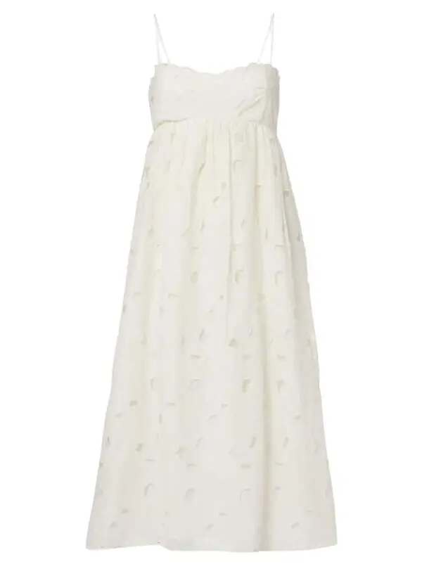 Ulla Johnson Marina Floral Cotton Organdy Midi Dress - White