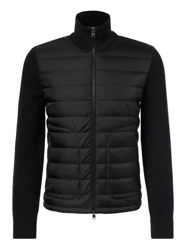Moncler Maglia Down-paneled Wool-blend Jacket - Black