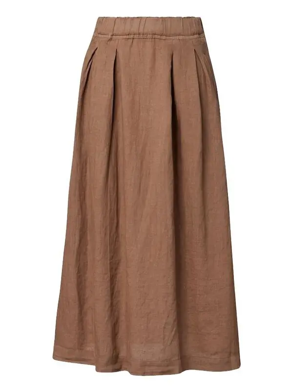 Velvet By Graham & Spencer Linda Linen Maxi Skirt - Brown