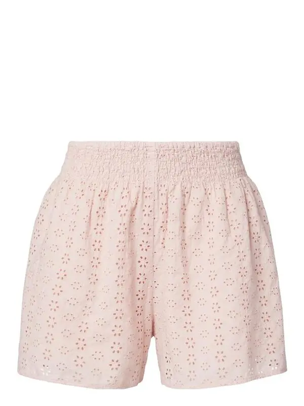 Velvet By Graham & Spencer Iris Embroidered Cotton Poplin Shorts - Pink