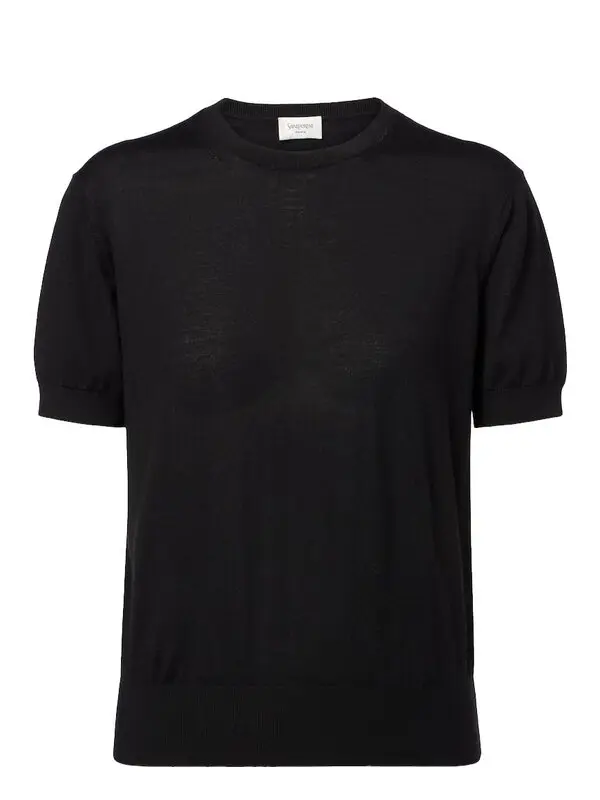 Saint Laurent Crewneck Wool Top - Black