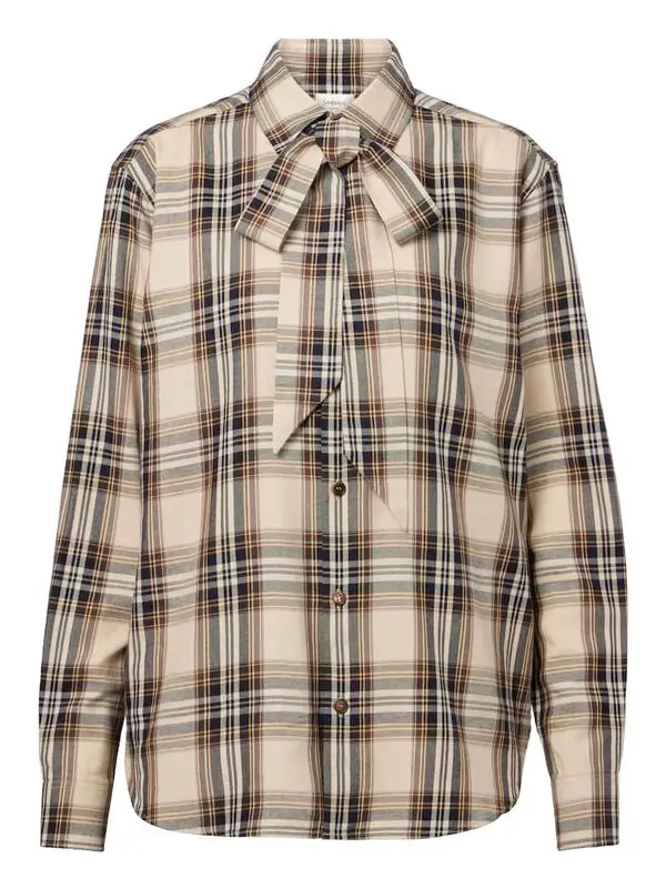 Saint Laurent Cassandre Plaid Cotton-blend Shirt - Multicoloured