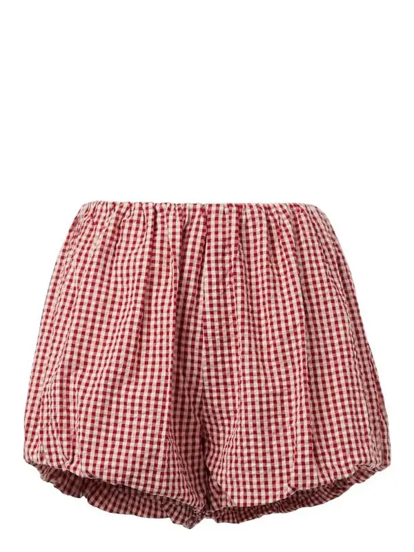 Posse Aurelia Gingham Cotton Shorts - Red