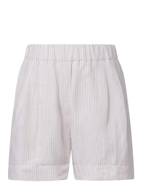 Brunello Cucinelli Striped Linen Bermuda Shorts - Beige