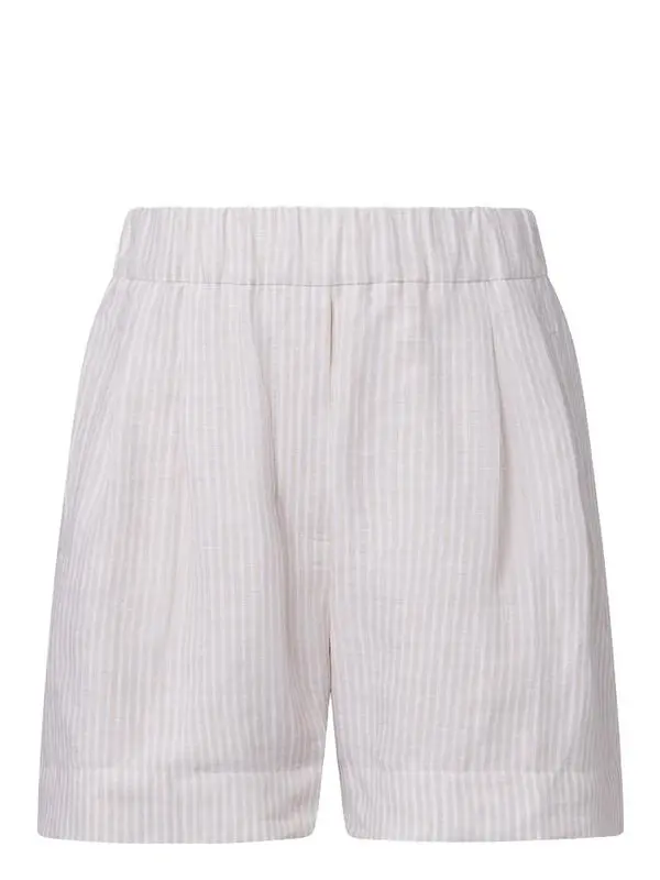Brunello Cucinelli Striped Linen Bermuda Shorts - Beige