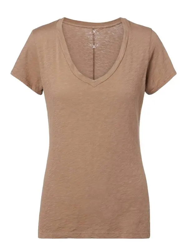 Velvet By Graham & Spencer Lilith Cotton Slub T-shirt - Brown