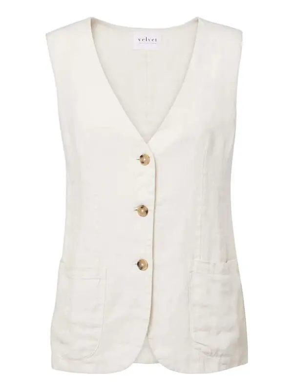 Velvet By Graham & Spencer Acie Linen Vest - White