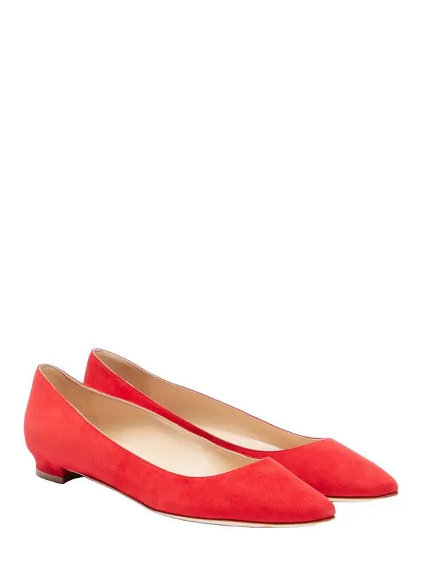 Manolo Blahnik Bb Suede Ballet Flats - Red