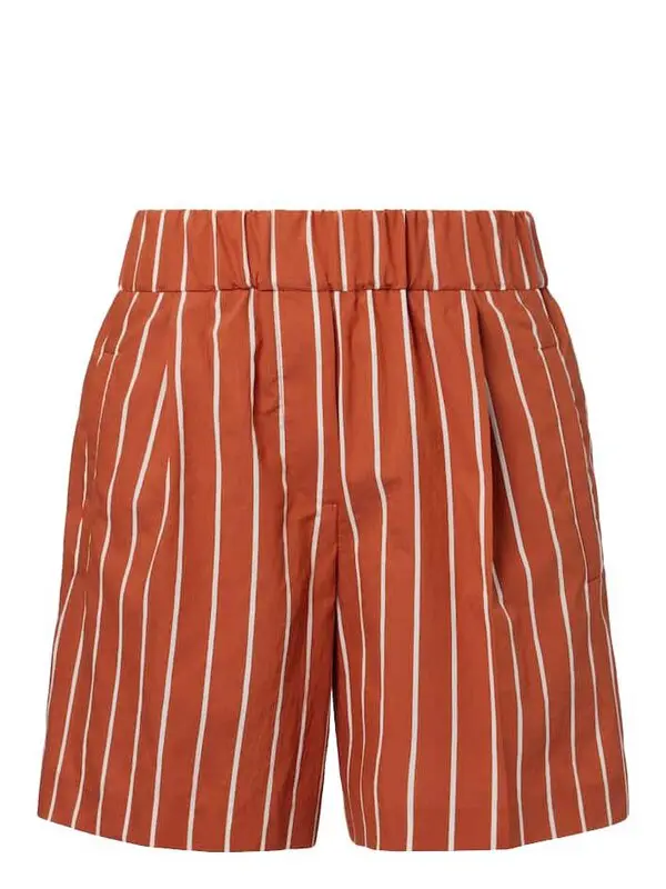 Brunello Cucinelli Striped Cotton-blend Bermuda Shorts - Orange